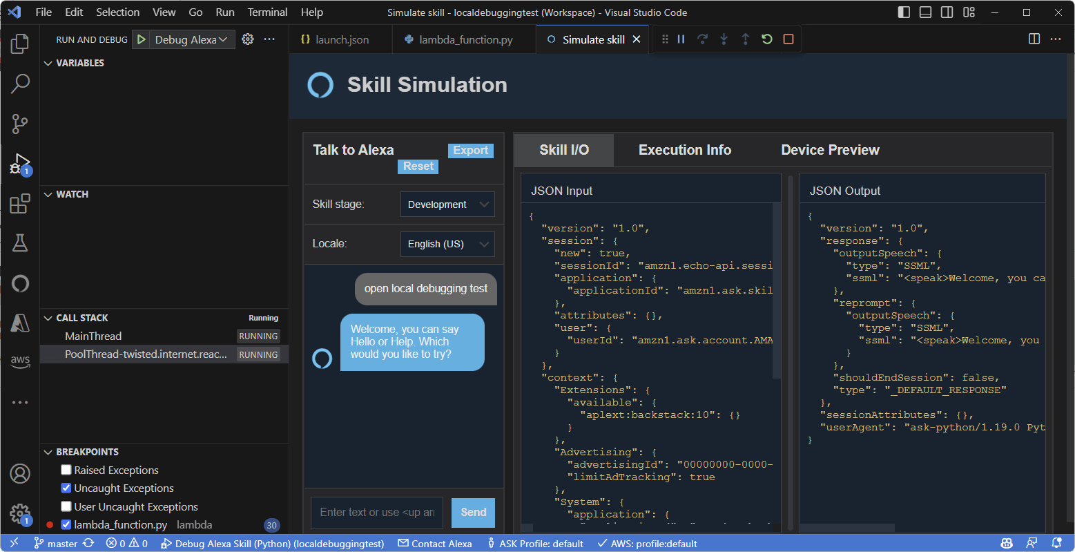 Local Debugging of Alexa Skills with Visual Studio Code – andreasjakl.com